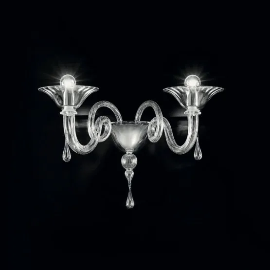 Dolfin Wall lamp Crystal light two lights bulb chrome Sylcom