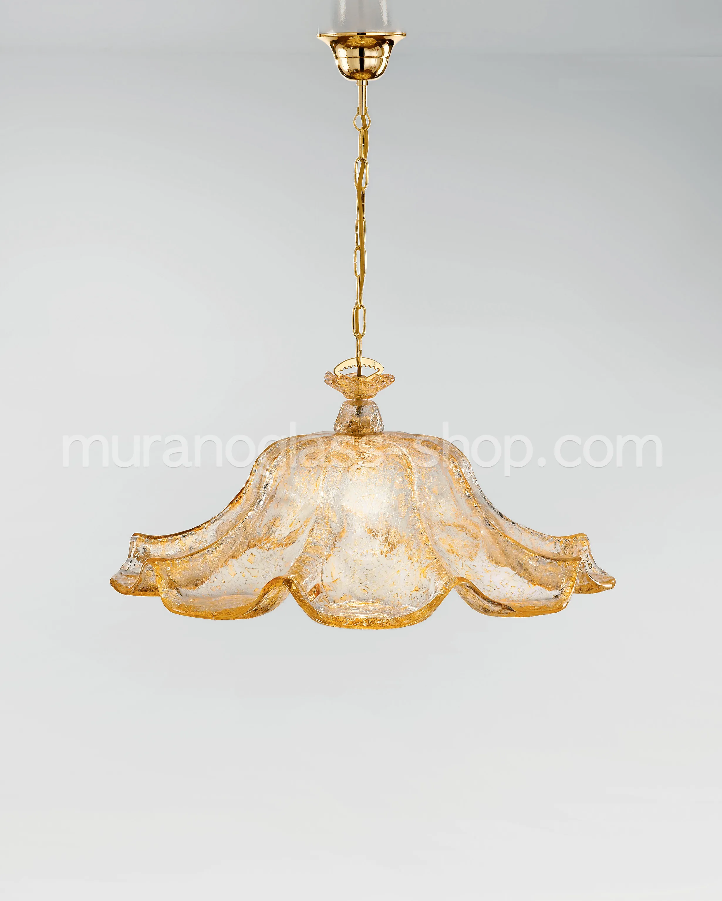 Argus Suspended lamp Crystal chandelier with amber graniglia Gold Sylcom